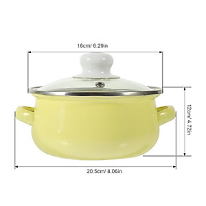 Luxshiny Enamel Stock Pot Set Enamelware Cooking Pot 3pcs Binaural Soup Pot Flat Bottom Pots with Lids Nonstick Gas Stove Cookware for Home Kitchen Restaurant Yellow