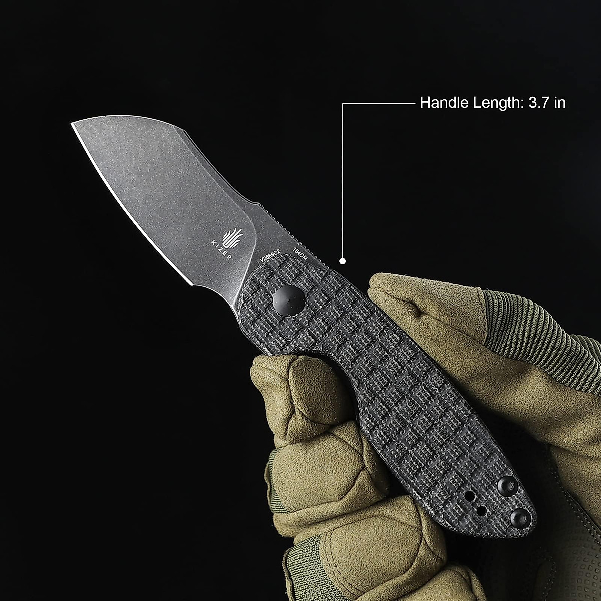 Kizer OCTOBER Mini Pocket Knife Black Micarta Handle, EDC Folding Knife Outdoor Knives 154CM Blade V2569C2