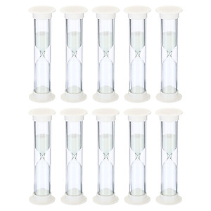 PATIKIL 3 Minute Sand Timer, 10Pcs Small Sandy Clock with Plastic Cover, Count Down Sand Glass for Games, Kitchen, Party Favors DIY Decoration, White
