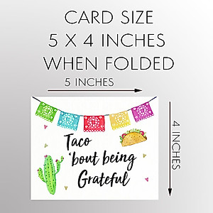 The Invite Lady Taco Baby Shower Thank You Cards Fiesta Gender Neutral Unisex Celebration Taco Bout 'Bout Being Grateful Cactus Blank Inside Printed Folding Cards (24 Count)