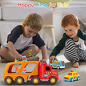 Nicmore Kids Toys Car for Boys: Toddler Toy Trucks for 2 3 4 5 6 Year Old Boys Girls | 5 in 1 Carrier Vehicle Construction Toys Bundle with City Transporter Toy Cars Gifts