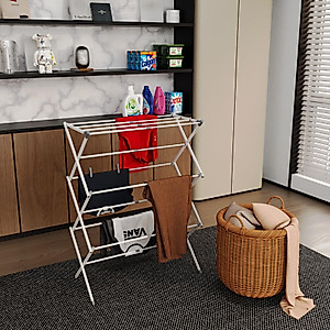 SsngygHme Drying Rack for Laundry, Foldable Clothes Drying Rack, Small Collapsible Dry Rack for Clothes, Use for Indoor & Outdoor Drying Clothes, 40"x29"x14.5"(White)