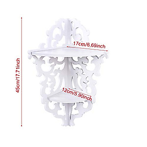 Yosoo Corner Shelf, 2 Tier Wall-Mounted Carved Home Bathroom Corner Shower Storage Shelf White Corner Display Rack