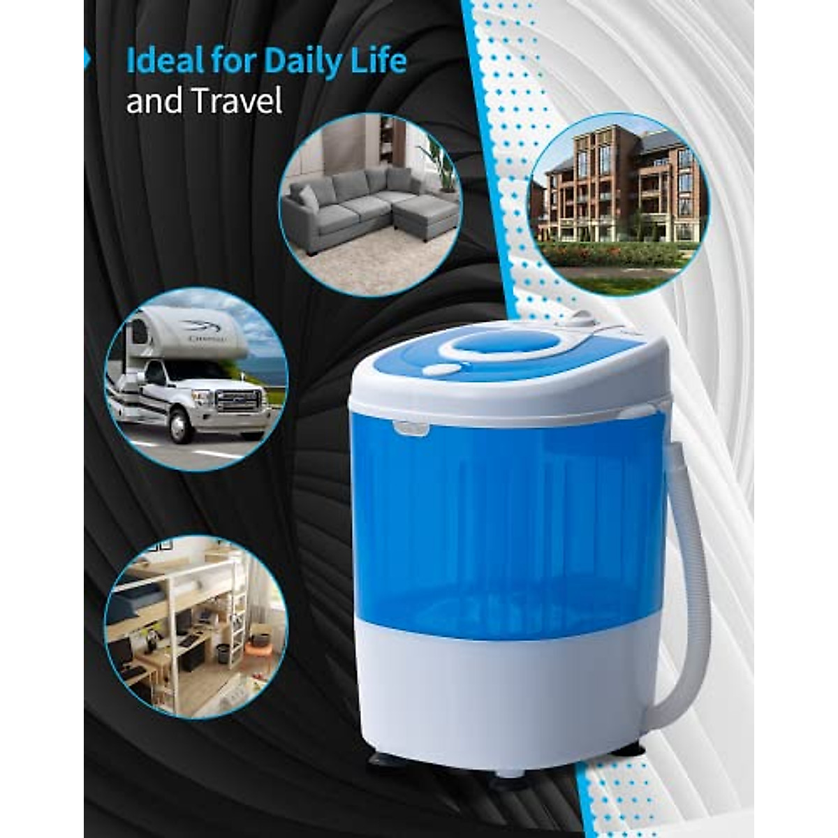 TABU 7.7lbs Mini Washer, Small Washing Machine, Compact Washer, Portable Washing Machine with Timer Control and Single Tub, no Spiner Basket