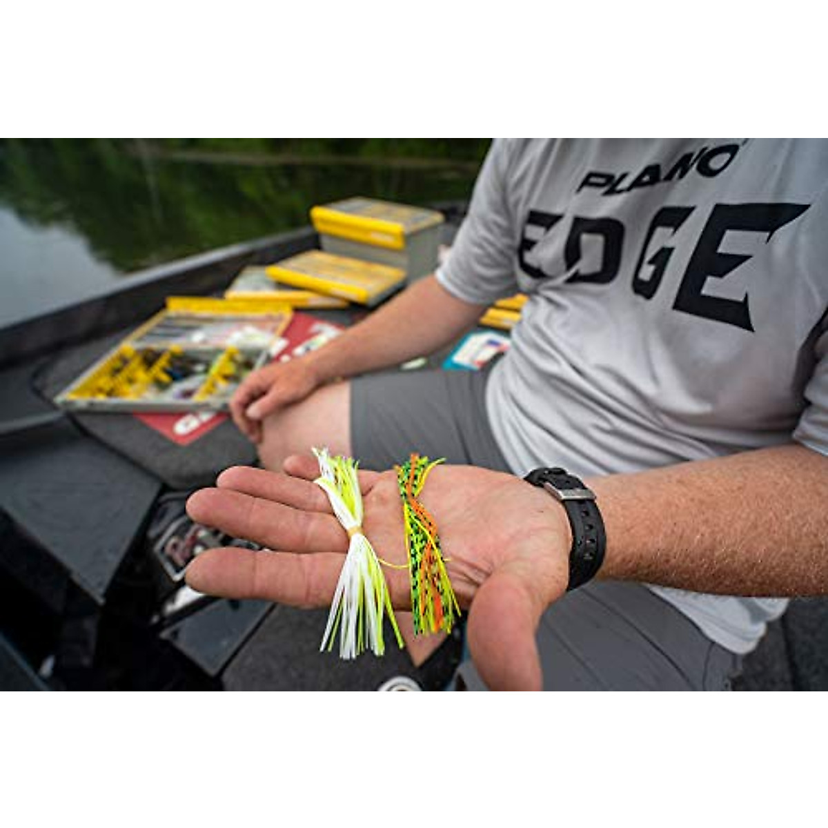 Plano EDGE Premium Jig and Bladed Jig Tackle Utility Box, Clear and Yellow, Rust-Resistant Storage, Waterproof Tray for Jig and Bladed Jig Tackle