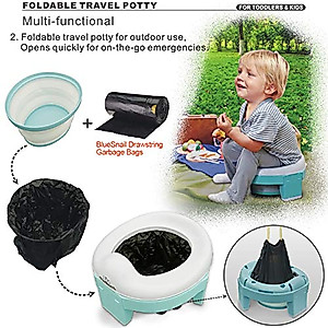 3-in-1 Go Potty for Travel, Portable Folding Compact Toilet Seat,Potty Training Toilet Chairs for Toddler Boys & Girls with storage Bag and Potty Liners by BlueSnail (blue)