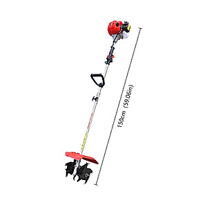 Garden Tiller Cordless,42.7CC 2-Stroke Single-Cylinder Gasoline Engine Rototiller Gas Powered,1.25KW Mini Tiller Cultivator,Cultivated Land Reclamation Tillage Ripper Garden Cultivators for Gardening