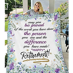 Retirement Gifts for Women Men 2021 Happy Retirement Ultra-Soft Throw Blankets Flannel Blanket for Bedding Sofa (Retirement 1, 60"x50")