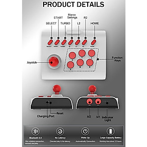 arVin Arcade Fight Stick Joystick Game Controller for iPhone iOS Android PC Fighting Stick for Nintendo Switch/PS3/PS4 Arcade Rocker Gamepad with Turbo & Marco for Emulators/Cloud/PS Remote Play/Steam