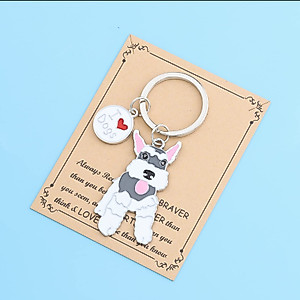 FUSTMW Schnauzer Keychain Miniature Schnauzer Gifts Dog Lover Gifts for Schnauzer Owners Mom Dad Gift Schnauzer Key Ring (White)