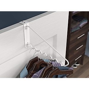 ClosetMaid Hanging Bar Valet Rod for Wall or Door Mount Installation, Hardware Included, Folding Design, Durable Steel, White, 11.75