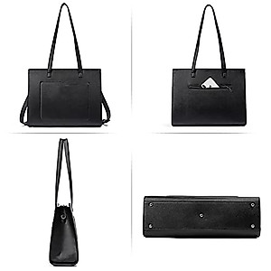 BROMEN Laptop Tote Bag 15.6 inch Briefcases for Women Stylish Business Office Work Tote Bag black