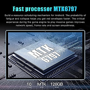4G LTE TouchPad MT6755 Deca Core 256GB Expandable Dual Speaker 10.1 Inch FHD Tablet with Gaming Headphone (US Plug)
