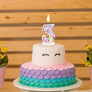 CasaPopz Unicorn Birthday Number Candles for Cake, Pink Number 5 Candle, Fun Glitter Unicorn Cake Topper, Birthday Decorations Cupcake Topper for Party Supplies