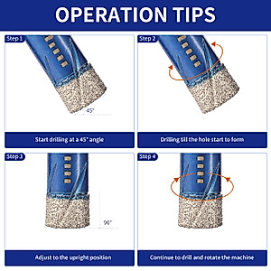 Ouraqto 8 Pcs Diamond Drill Bit Set Hole Drill Bits for Ceramic,Glass,Porcelain,Marble,Granite & More Hard Materials,Versatile Tools Tile Drill Bits for Efficient,Precise Drilling,Blue