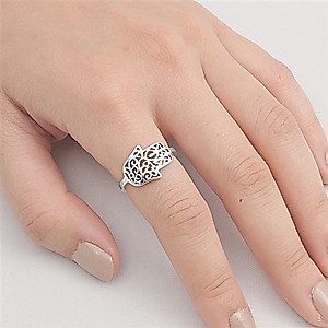 Sideways Hand of God Filigree Hamsa Ring .925 Sterling Silver Band Size 6