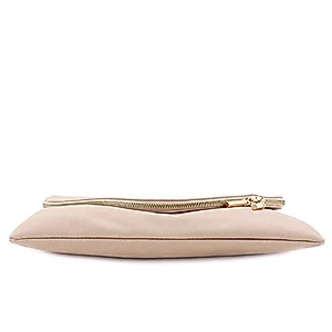 FashionPuzzle Large Envelope Clutch Bag with Chain Strap (Nude)