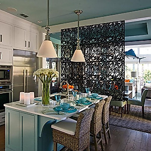 Kernorv Hanging Room Divider Made of Environmentally PVC, 12 PCS Partitions Panel Screen for Decorating Bedroom, Dining, Study and Sitting-Room, Hotel, Bar and Restaurant. (12, Black)