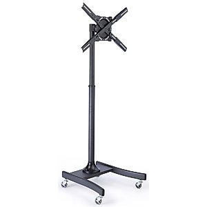Displays2go TV Stand on Wheels for 32 to 47 Inch HDTV Monitor, Adjustable Height, Tilting, Black (MB842BLK)