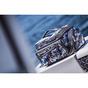 Evolution Fishing Largemouth 3700 Tackle Bag - 19" in, Water Camouflage, Outdoor Carry Bag w/ 3 Fishing Trays, Plier Holster, Tackle Box Storage…