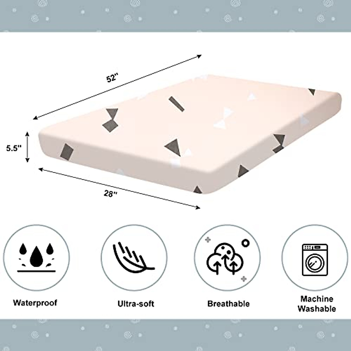 MOEMOE BABY Waterproof Crib Mattress Sheets 2 Pack Fitted Crib Sheets Toddler Bed Sheets Soft & Breathable Crib Mattress Cover Set for Baby Girls and boys