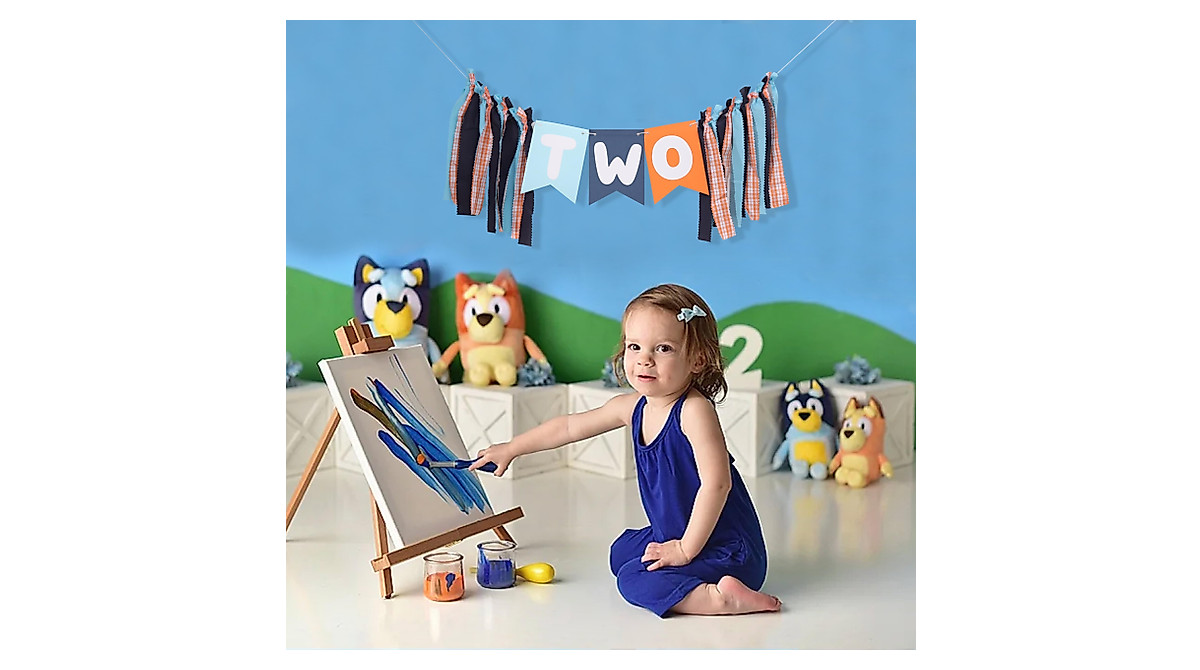 Bluey Puppy Two High Chair Banner - Boys 2nd Birthday Decor