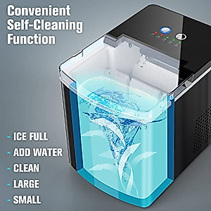 Freezimer Ice Maker Machine for Countertop, 33 lbs/24Hrs, 9 Cubes Ready in 6 Mins Self-Cleaning Electric Ice Machine with Basket and Ice Scoop,Black