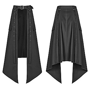 Punk Rave Women's Punk Daily Half Skirt Woven Fabric Adjustable Streetwear Hip Hop Personality Skirt (M~L) Black