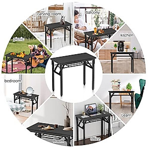 YJHome Folding Table Small Computer Desk Writing Foldable Work Desk Portable No Assembly Required for Small Spaces Home Office School Bedroom, Black