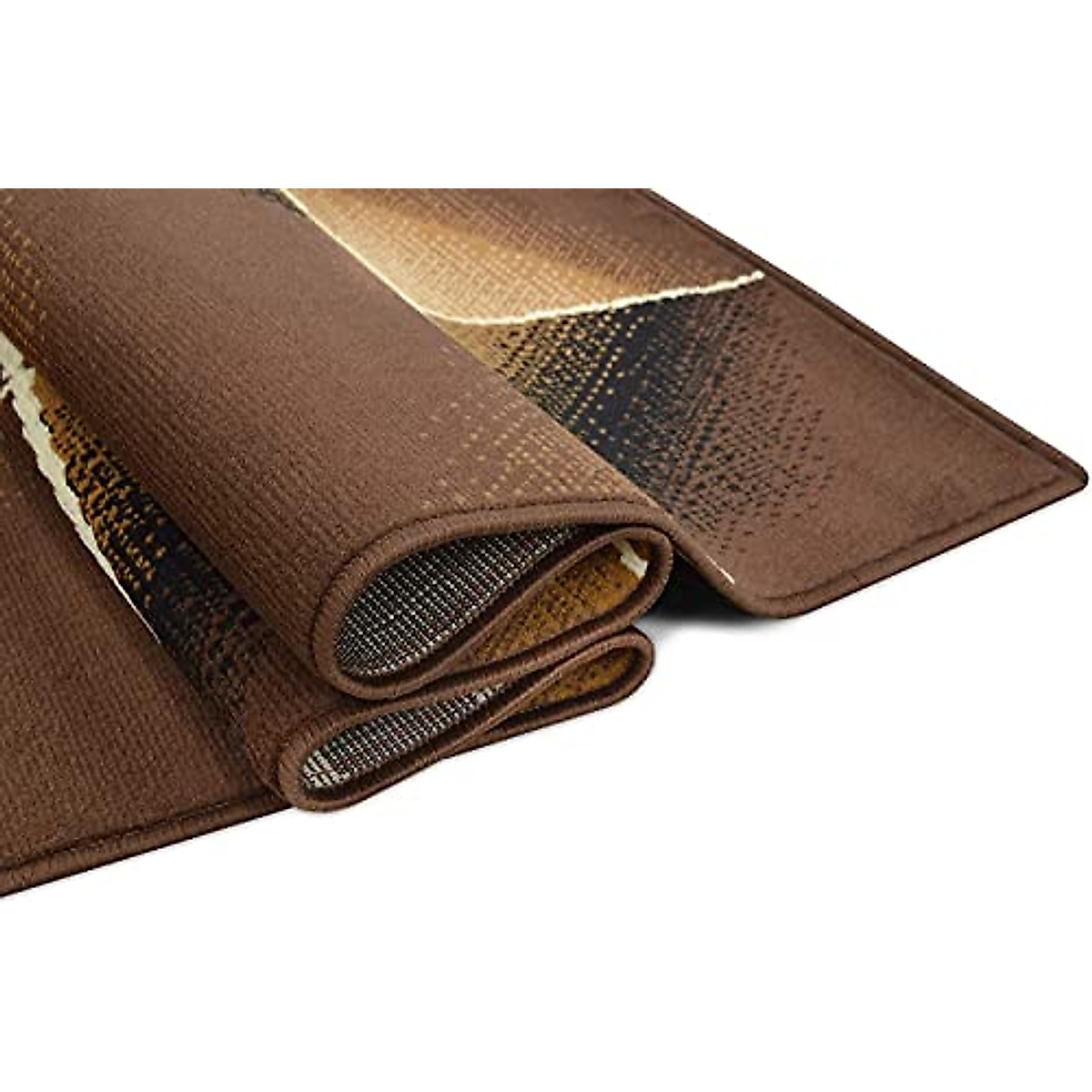 Modern Contemporary Abstract Lines Blocks Boxes Design Soft Indoor Area Rug Brown Carpet (7’ 8” X 10’ 8”)