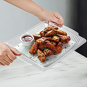 Lawei 10 Pack Plastic Dessert Cookie Platters, 12 x 8 Inch Reusable Food Serving Trays with Handles, Rectangular Serving Decorative Platter for Snack, Dessert Table, Wedding, Bathroom Vanity Table