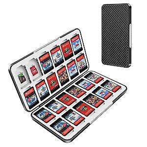 OLDZHU Switch Game Case Holder Compatible with Nintendo Switch&Switch OLED Game,Switch Game Card Case Storage for 24 Games Cartridges and 24 Micro SD Card,Portable Switch Game Case,Black Texture