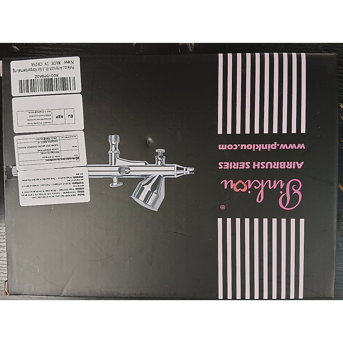 Pinkiou Double Action Airbrush Kit Air Brush Spray Gun with 0.3mm/0.2mm/0.5mm Needles and Air Hose for Temporary Tattoo Nail Art Car Hobby