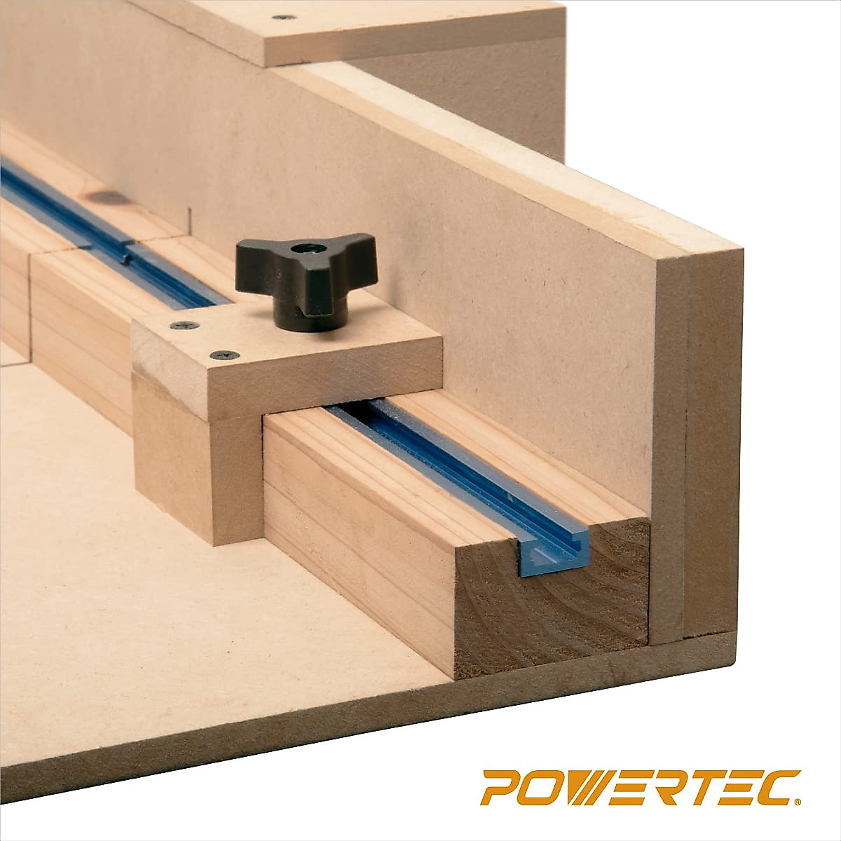 POWERTEC 71673 Table Saw Sled Kit w/T-Tracks, Miter Bars, Knob, Bolt and Screws Set