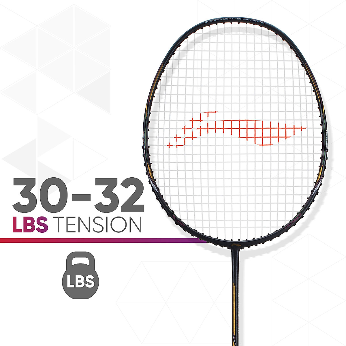 Li-Ning Air Force 78 G2 Carbon Fiber Strung Badminton Racket with Full Cover (Charcoal/Gold )