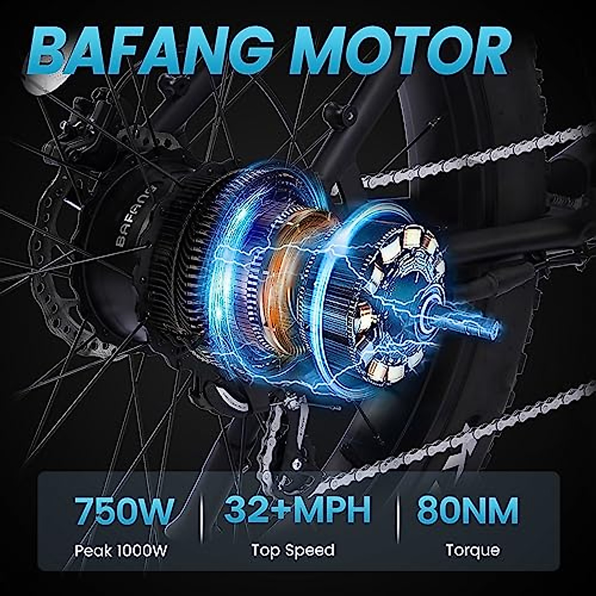 VELOWAVE Electric Bike Adults 750W BAFANG Motor 48V 15Ah LG Cells Battery,26" x 4.0" Fat Tire Ebike 28MPH Snow Beach Mountain Electric Bicycle Shimano 7-Speed