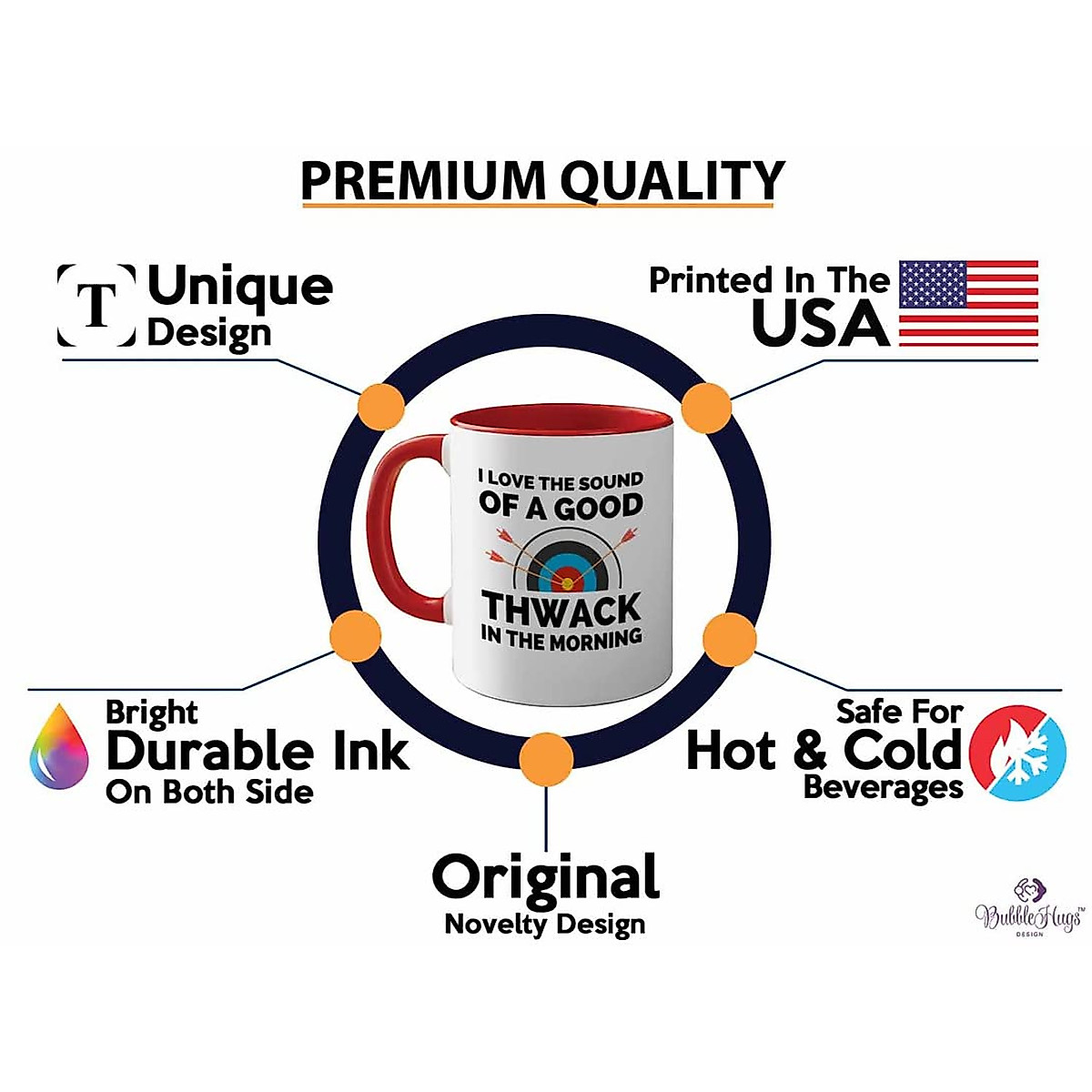 Archery 2Tone Red Mug 11oz - Thwack in the morning - Archery Shot Trainer Crossbow Compound Bow Hunting Arrow