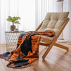 Vintage Halloween Sofa Blanket Throw Blanket 100% Cotton for Chair Sofa Couch Bed Cover Fit Home Cozy Knit Blankets for Autumn