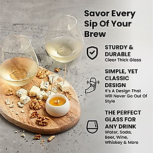 Chef's Star Stemless Wine Glasses Set of 2, No Stem Wine Glasses, Heavy Base, Large Wine Glasses, Wine Cups for Cocktails, Red Wine and Scotch for Homes and Bars 15 oz, Set of 2