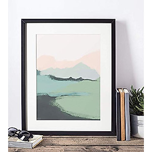 Mountain View, Minimalist Abstract Art, Blue Green Contemporary Wall Art For Home Decor, Modern Boho Art Print Poster, Country Farmhouse Wall Decor 11x14 Inches, Unframed (Mountain View #1)