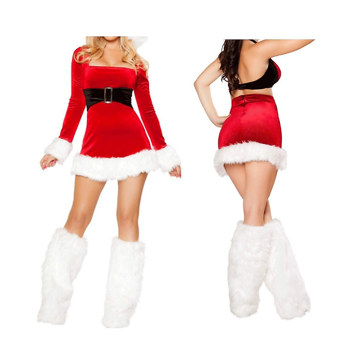 Acrylic Long Leg Warmer with Faux Fur Legwarmers for Women(White)