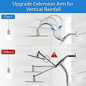 PDPBath Shower Extension Arm, 12" Upgrade Stainless Steel Shower Head Shower Head Extender, Adjustable Height Extended with G1/2 Universal Connection for Vertical Rainfall Shower Head - Chrome