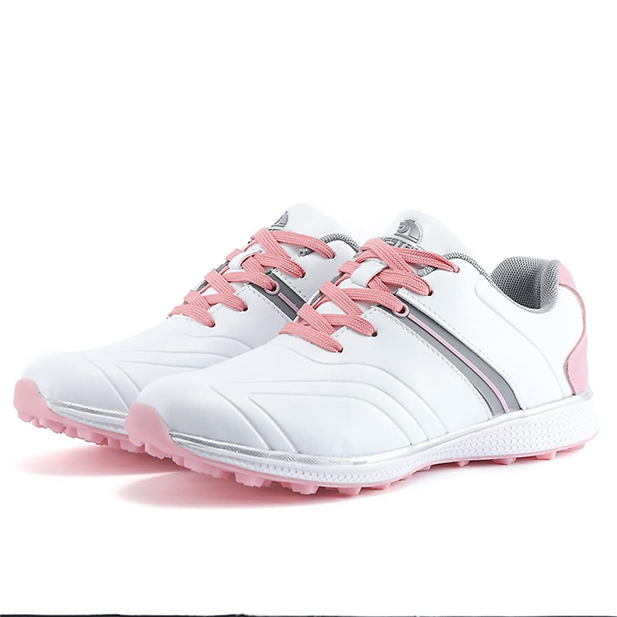VEACAM Spikeless Golf Shoes Casual Waterproof Golf Sneakers Comfort Anti Slip Golf Footwear Outdoor Ladies Golf Footwears,Pink,7