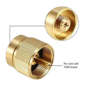 Hooshing Propane Camping Stove Adapter 1LB Propane Small Tank Input EN417 Lindal Valve Output Cylinder LPG Canister Adapter for Outdoor Camping