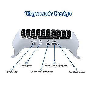 Donop Wireless Bluetooth Keyboard for PS5 Controller, Built-in Speaker & 3.5mm Audio Jack (White)