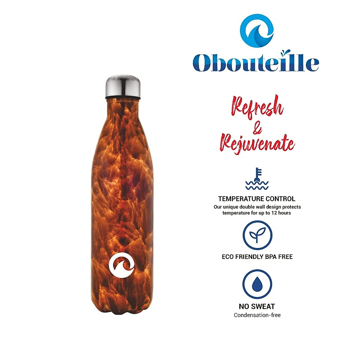 Obouteille Stainless Steel Vacuum Insulated Bottle - Timber 1 - 750 ml