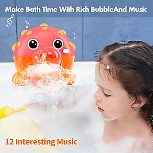 chengjiaing Bubble Bath Maker for The Bathtub，Puffer Bubble Machine with Music，Baby Bathroom Blowing Bubbles Toys,The Great Gifts for Toddlers Over 3 Years Old Girl Boy