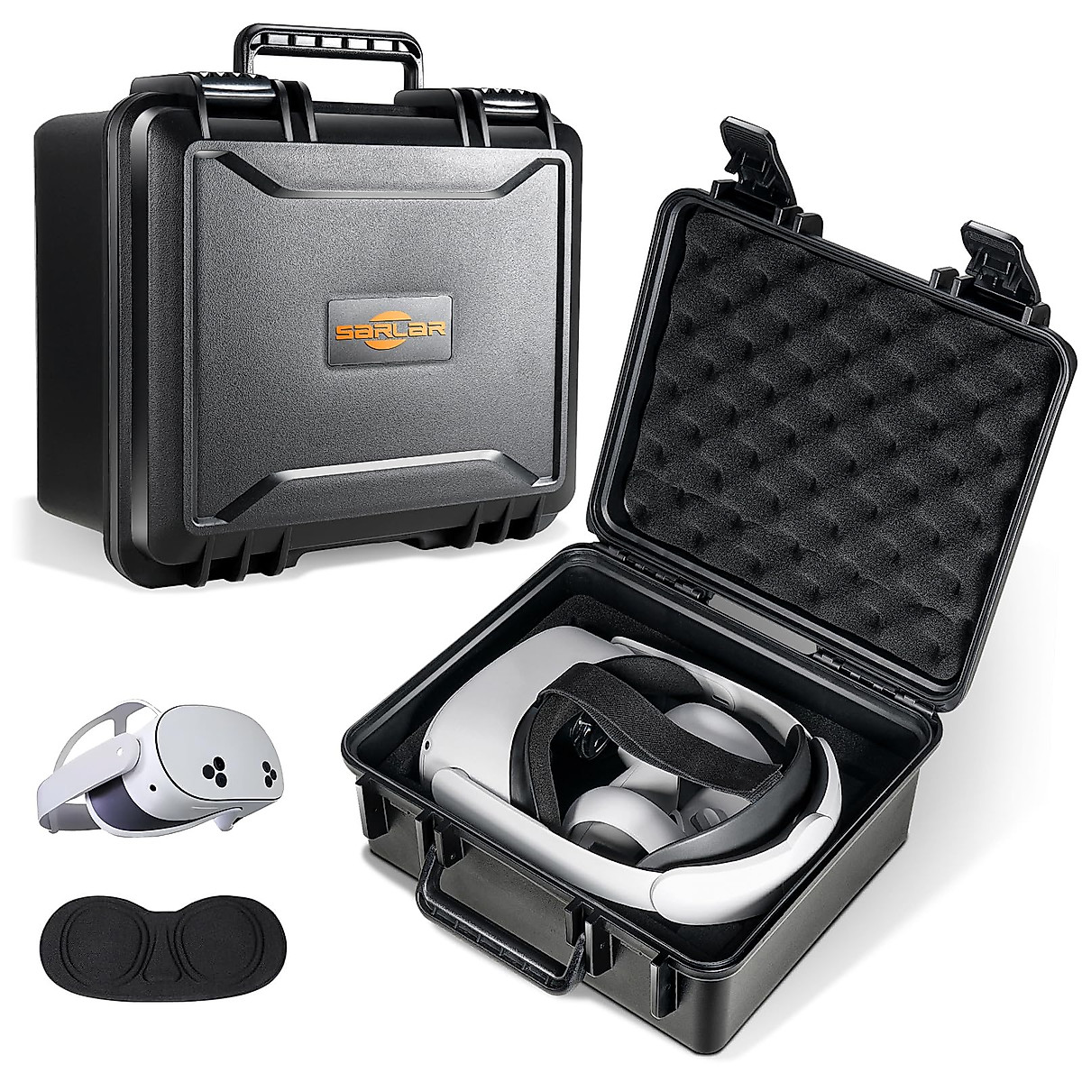 sarlar Hard Carrying Case for Meta Quest 3S/Quest 3/Quest 2 VR Headset Accessories Safe and Portable Protection, Compatible with Original Official Elite Head Strap, Suitable Travel and Home Storage