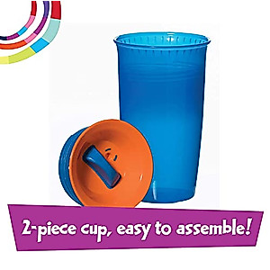 Playtex Sipsters Stage 2 360 Degree Spill-Proof, Leak-Proof, Break-Proof Spoutless Cup for Boys, 10 Oz - 2Count