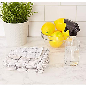 DII Scrubber Dishcloths Collection Windowpane Dishrag Set, 12x12, White/Gray Stripe, 6 Piece